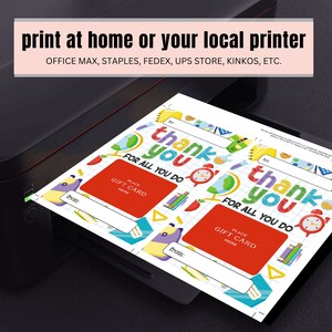 Teacher Appreciation Gift Card Holder, Instant Download, Thanks for All ...
