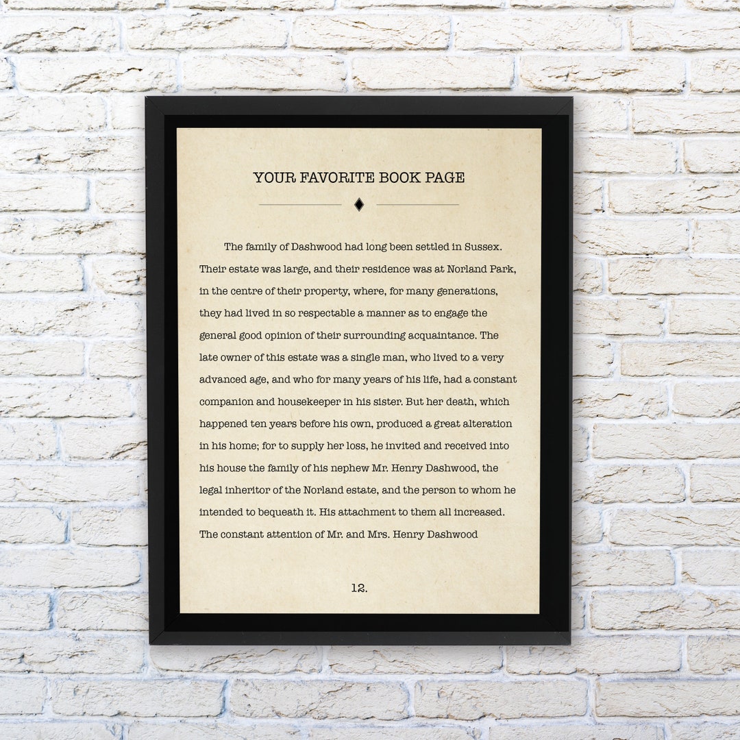 Custom Book Page Print, Any Quote Print, Typewriter Quote Art ...