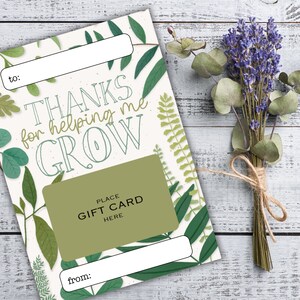 Teacher Appreciation Gift Card Holder, Thanks for Helping Me Grow ...