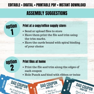 Personalized Father's Day Coupon Book, Editable DIY Gift, Printable Dad ...