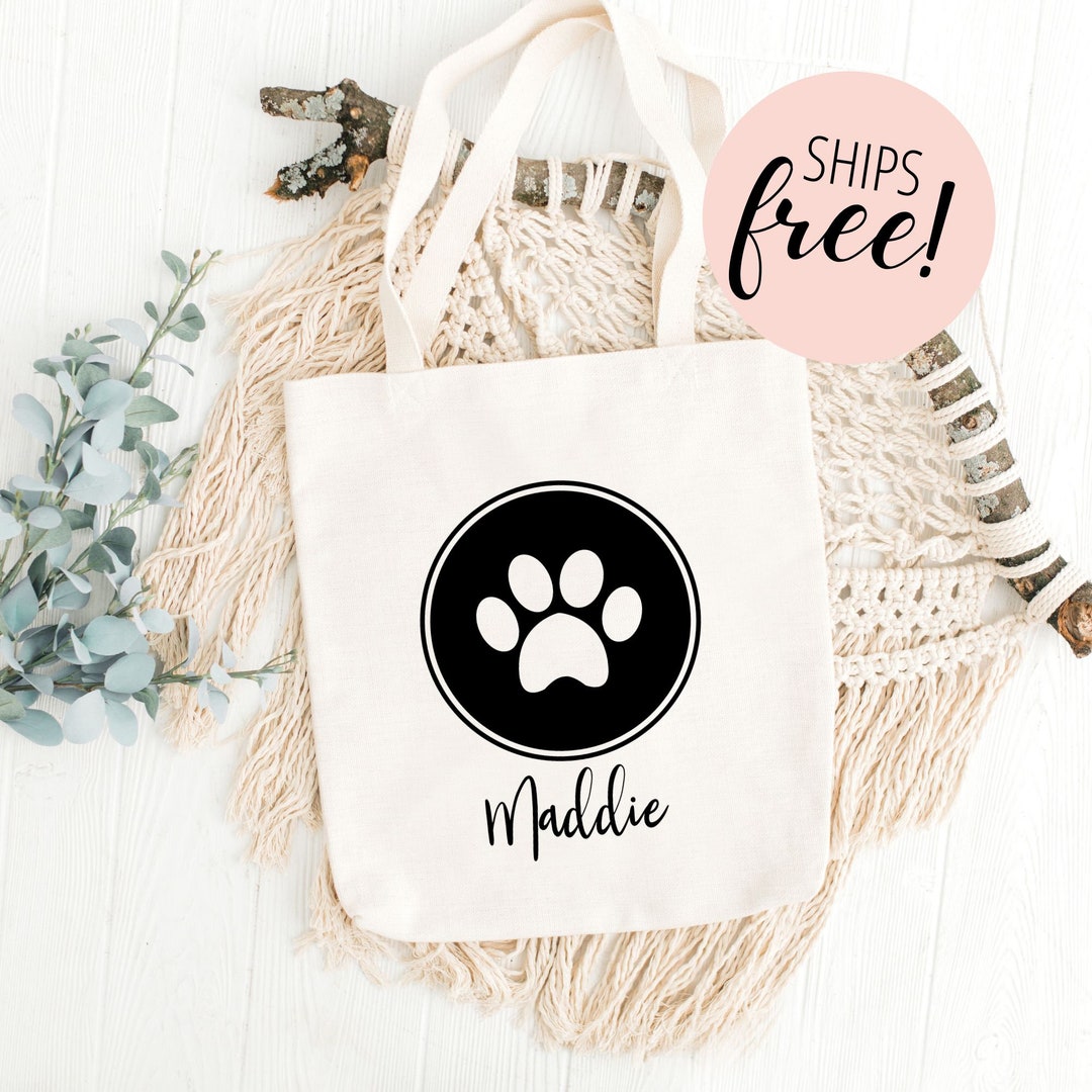Personalized DOG TOTE BAG, Paw Print Tote Bag, Custom Pet Tote Bag ...