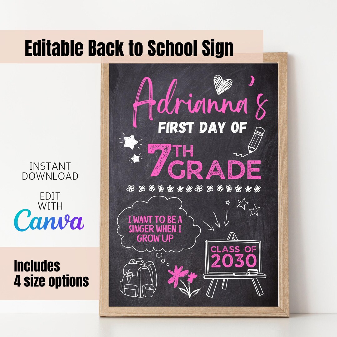 First Day of School Sign Personalized Chalkboard Back to School Sign ...