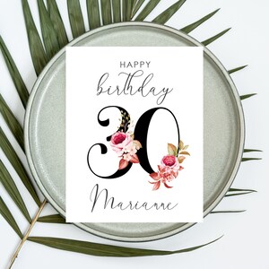 Custom Number Birthday Card, Personalized Floral Design Make Your Own ...