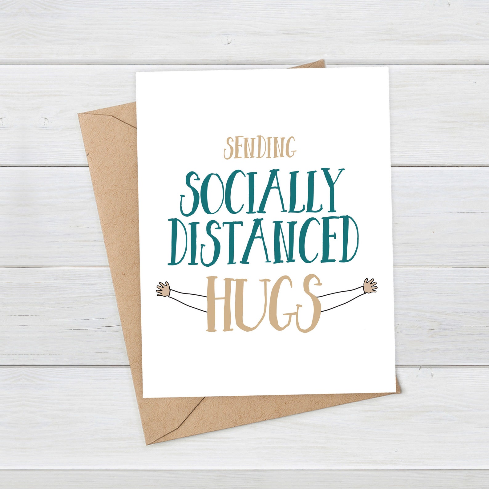 SOCIAL DISTANCING CARD Social Distance Card Virtual Hug | Etsy