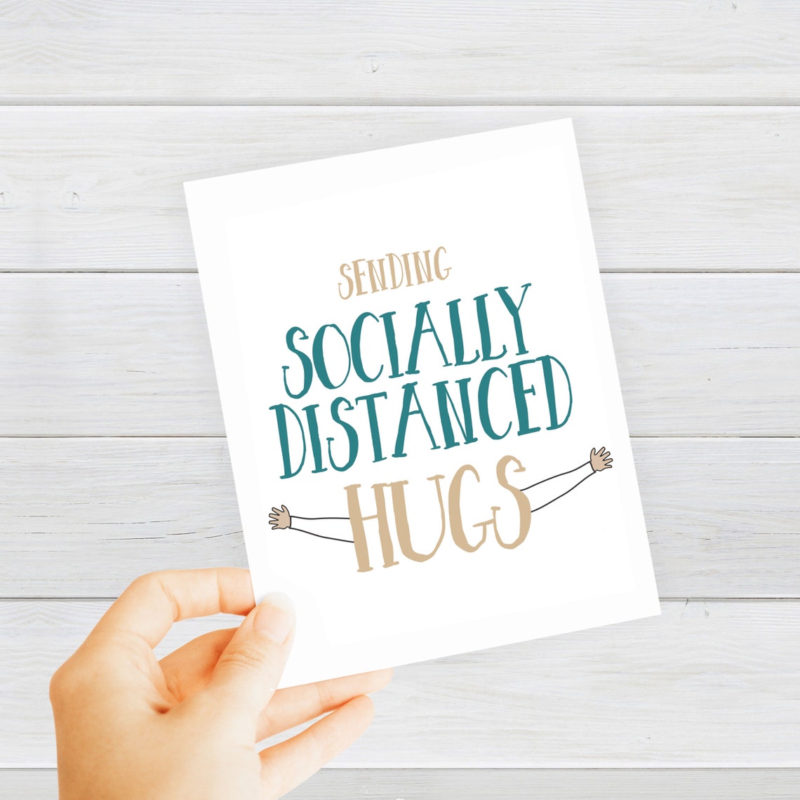 SOCIAL DISTANCING CARD Social Distance Card Virtual Hug | Etsy
