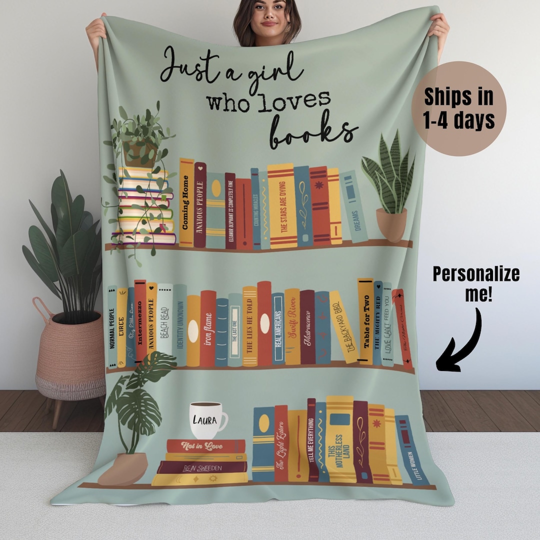 Personalized Book Lover Throw Blanket | Custom Woven Tapestry With ...