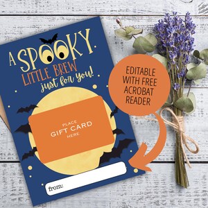 Halloween Gift Card Holder Printable Spooky Season Coffee Lover Gift ...