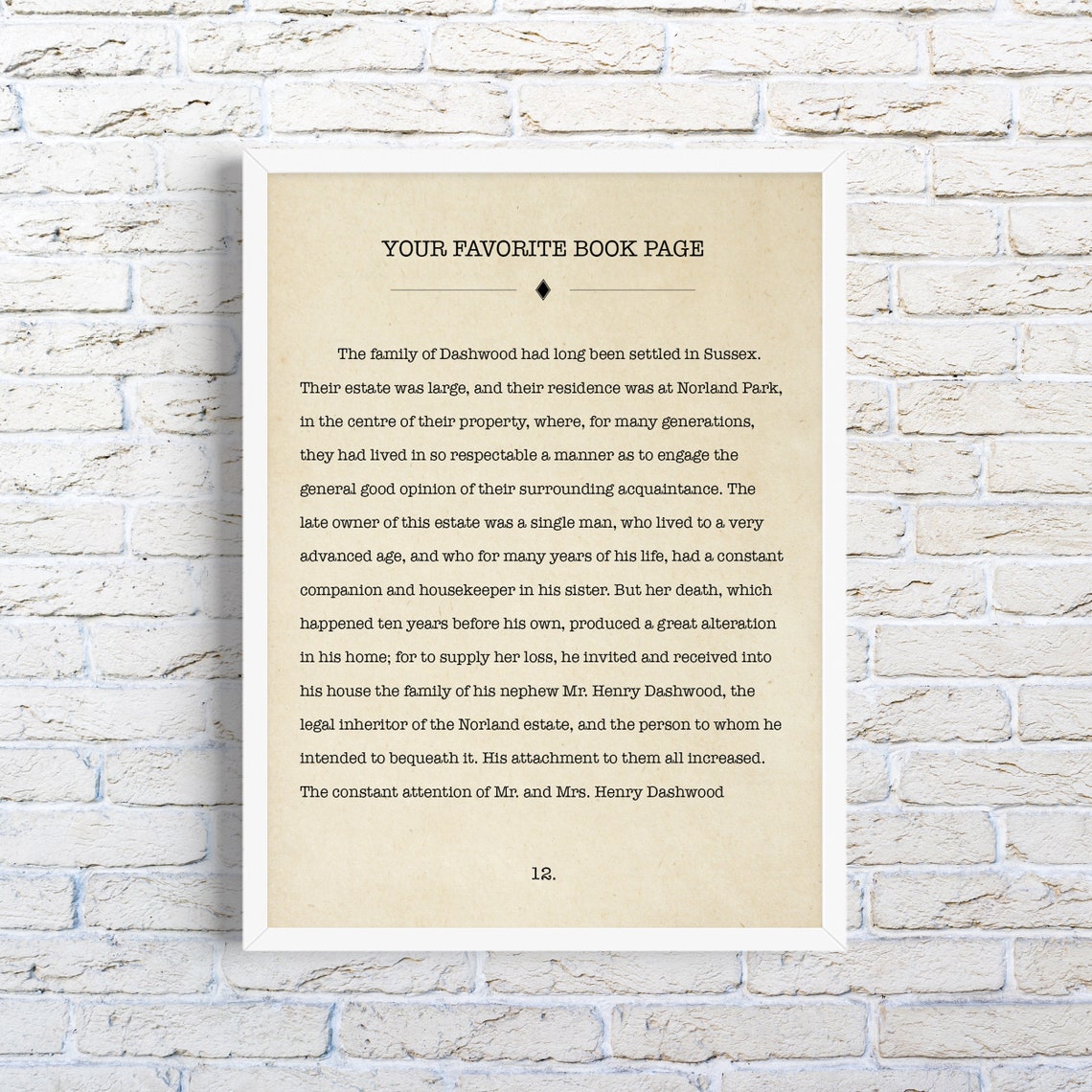 Custom Book Page Print, Any Quote Print, Typewriter Quote Art ...