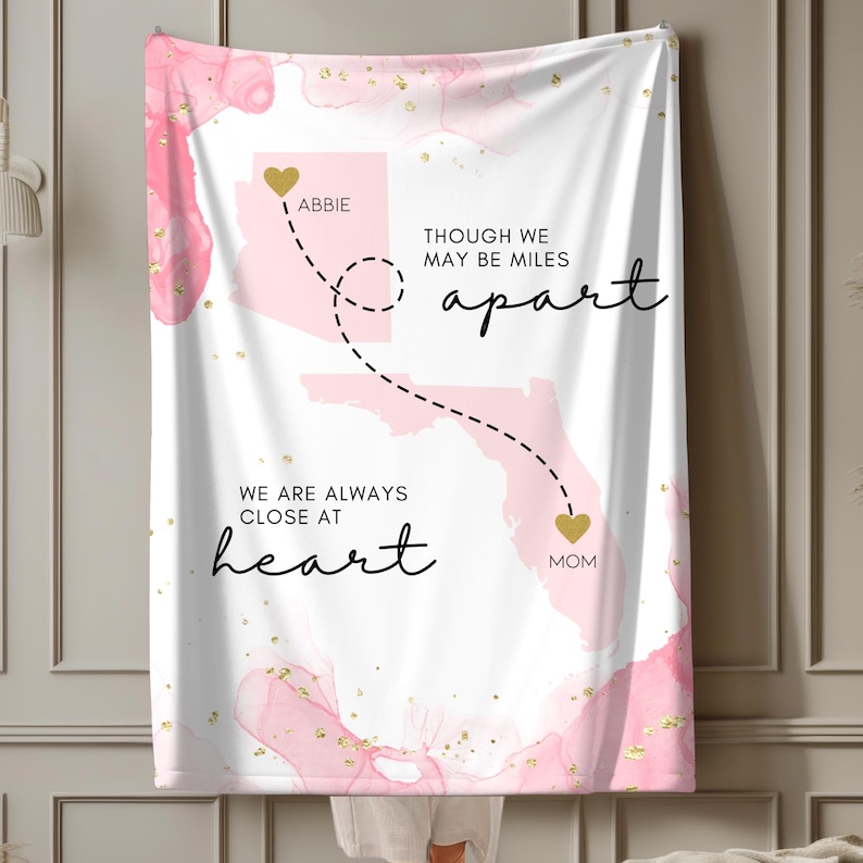 Custom State to State Blanket Gift for Long Distance Relationship Mom ...