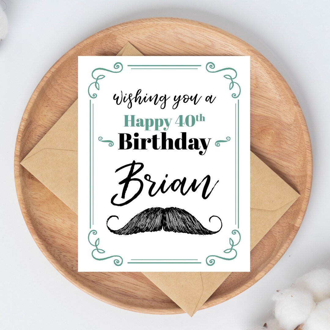 Personalized Mustache Birthday Card - Unique Masculine Greeting for Him ...