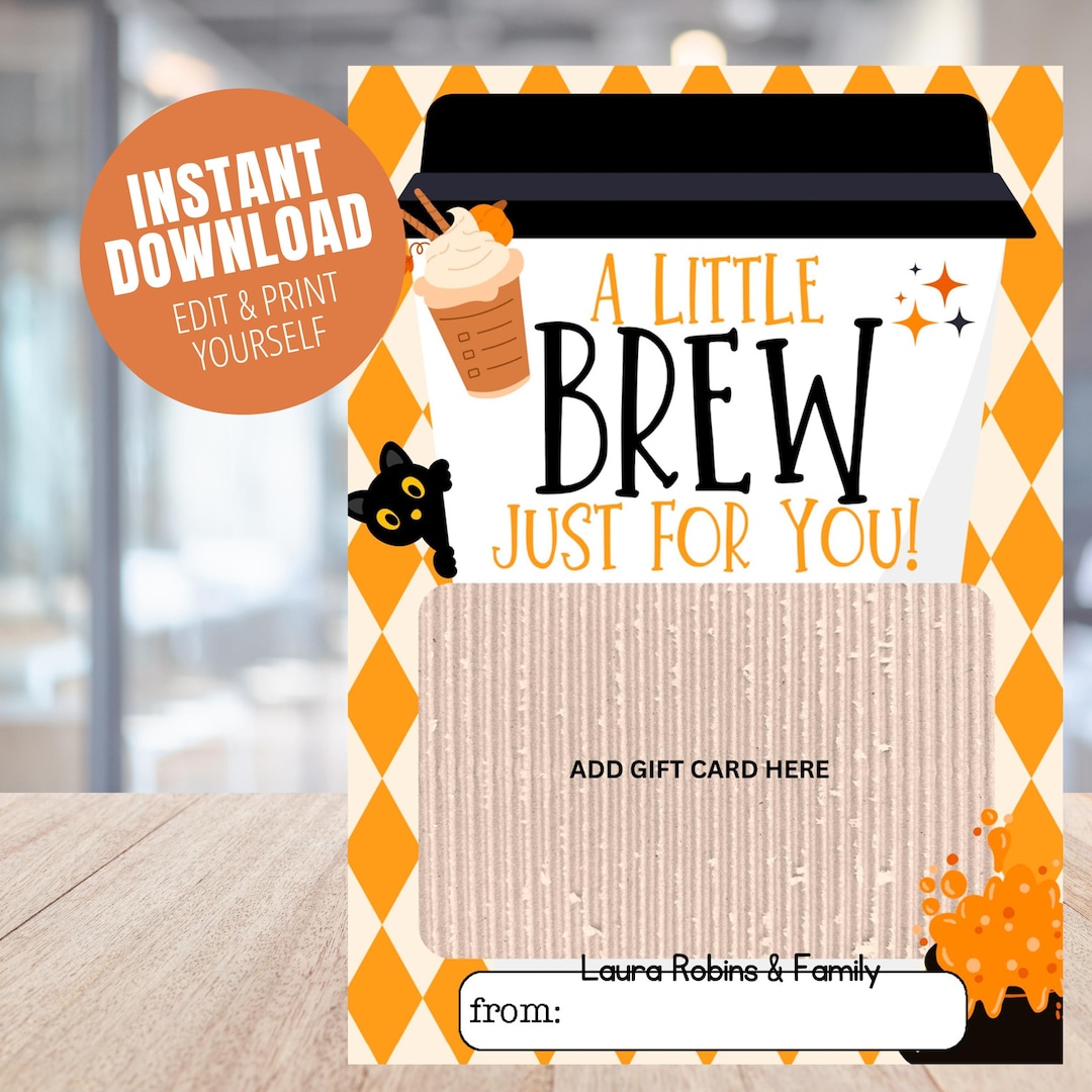 Halloween Coffee Gift Card Holder Printable a Little Brew Just for You ...