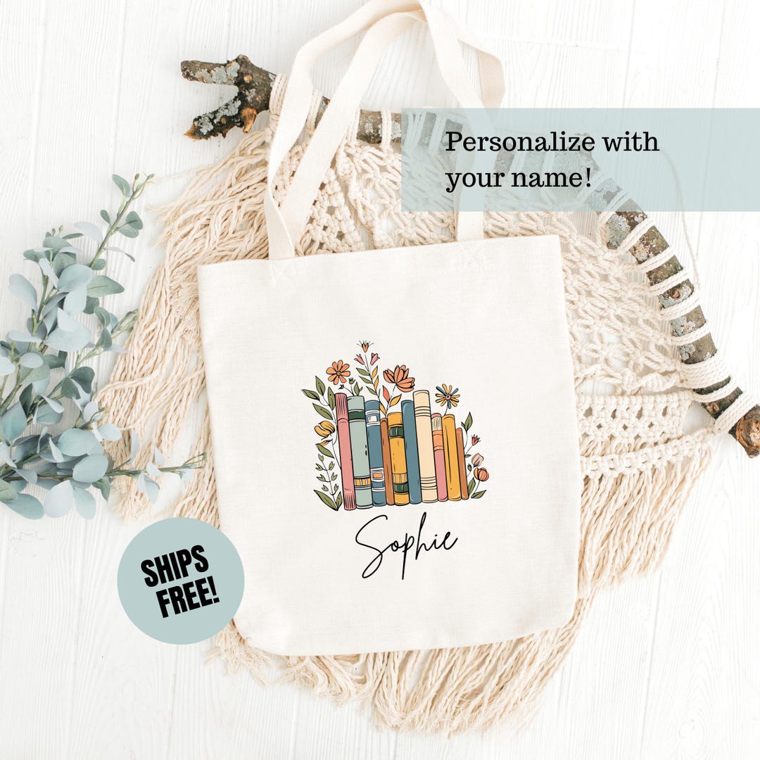 Personalized Book Tote Bag, Library Tote Bag, Custom Bookish Bag for ...