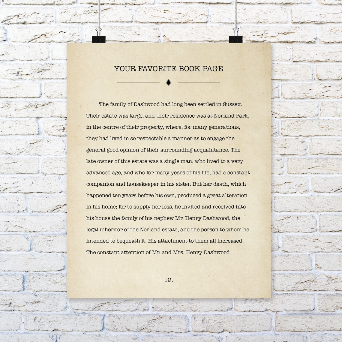 Custom Book Page Print Any Quote Print Typewriter Quote Art - Etsy