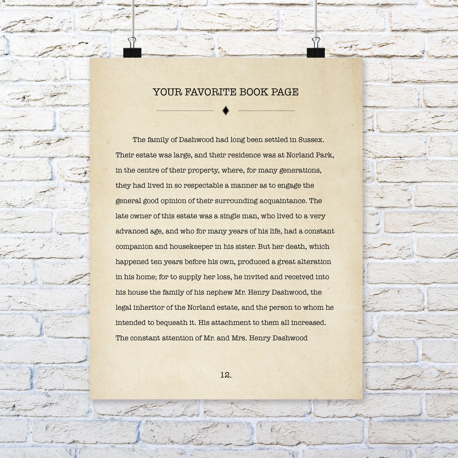 Custom Book Page Print Any Quote Print Typewriter Quote Art - Etsy
