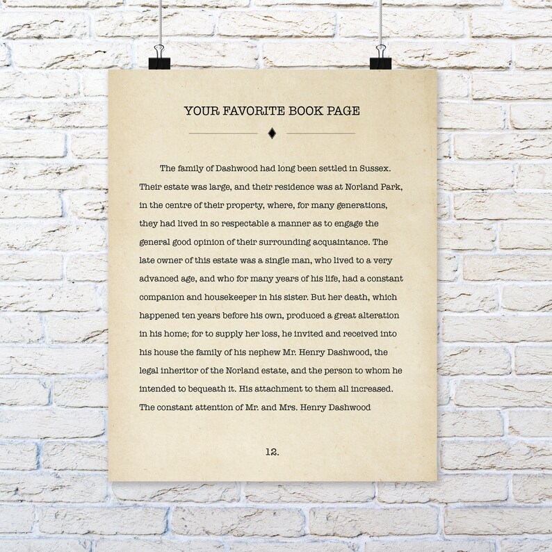 Custom Book Page Print Any Quote Print Typewriter Quote Art - Etsy