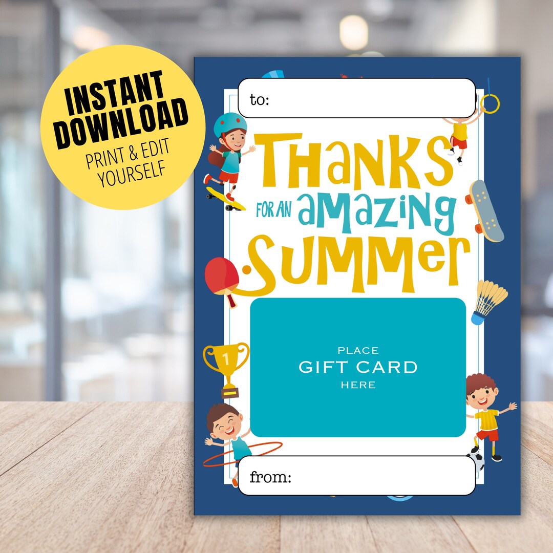 Thank You Gift Card for Summer Camp Teacher Gift for Summer Camp Staff ...