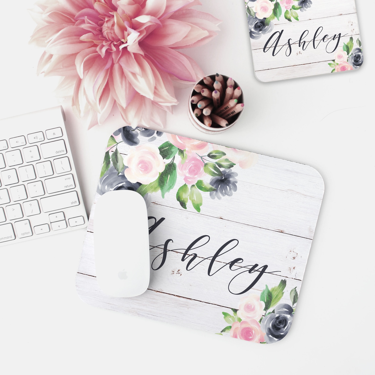 PERSONALIZED DESK SET Personalized Mousepad and Coaster Set | Etsy