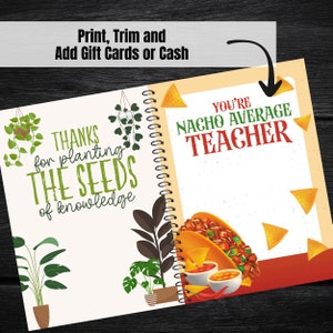 Teacher Appreciation Printable Gift Card Holder, Teacher Thank You Card ...