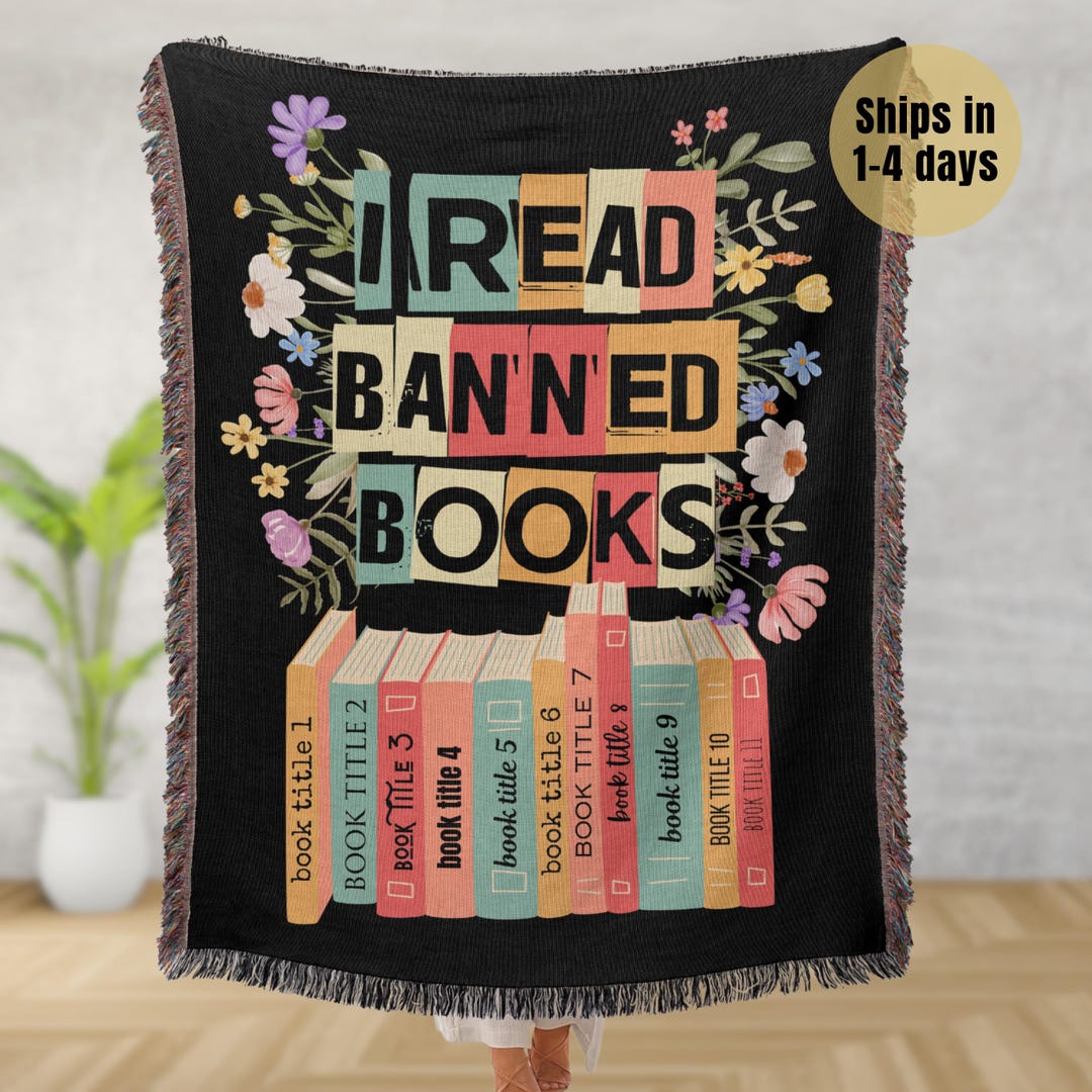 Personalized Banned Books Blanket, Custom Book Lover Gift Cozy Library ...