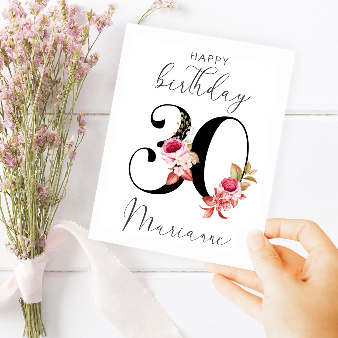 Custom Number Birthday Card, Personalized Floral Design Make Your Own ...