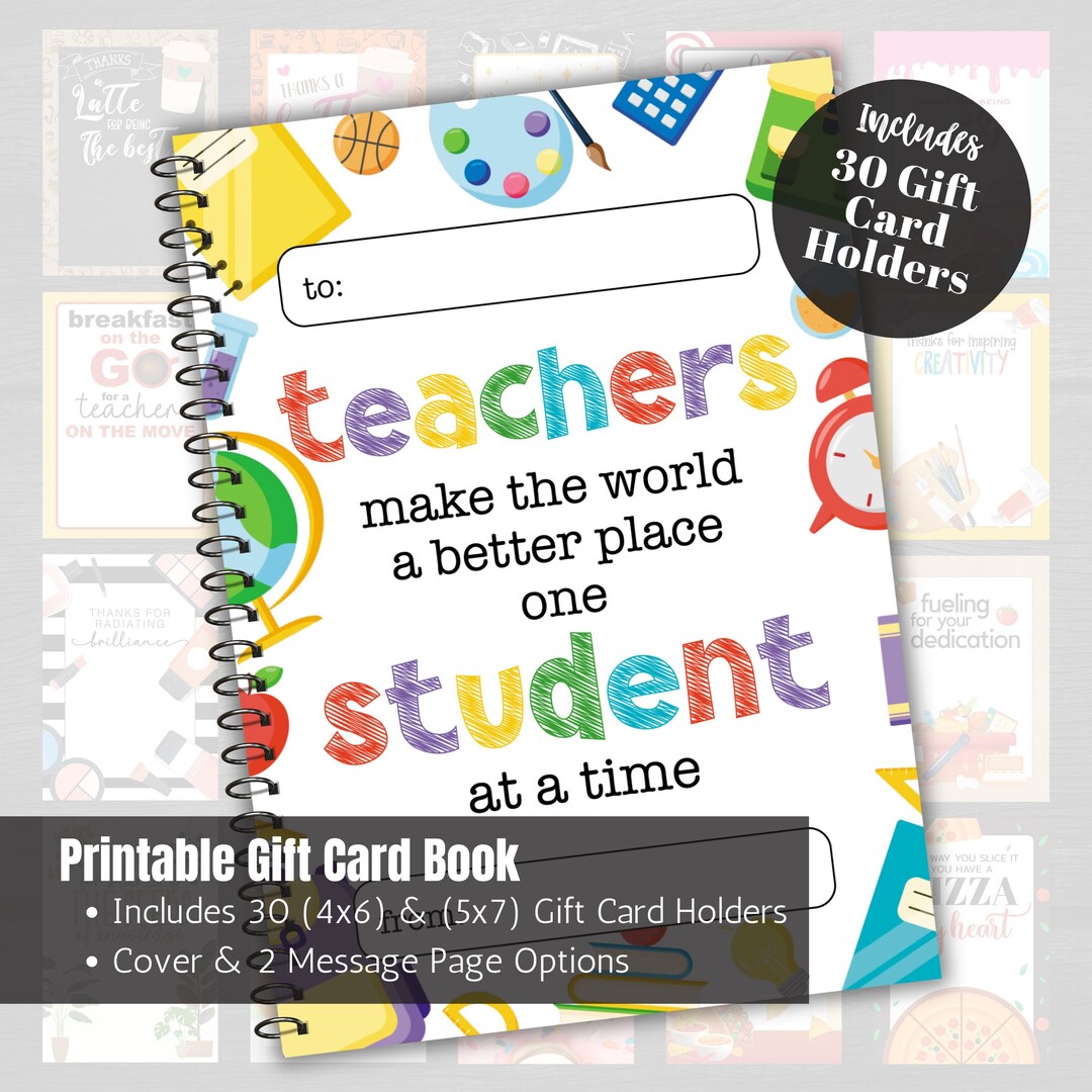 Teacher Appreciation Printable Gift Card Holder, Teacher Thank You Card ...