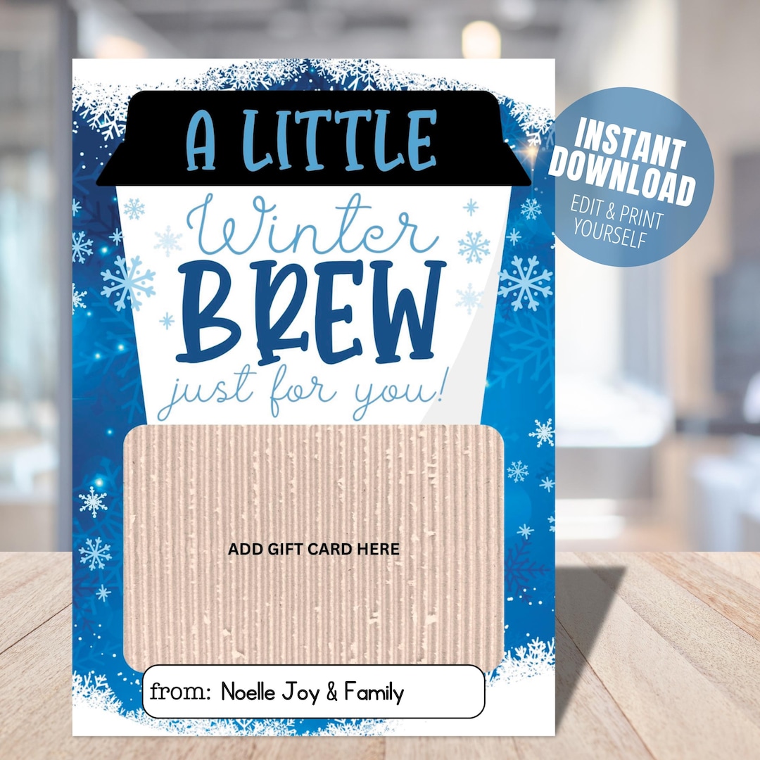 Printable Christmas Coffee Gift Card Holder | Non-denominational ...