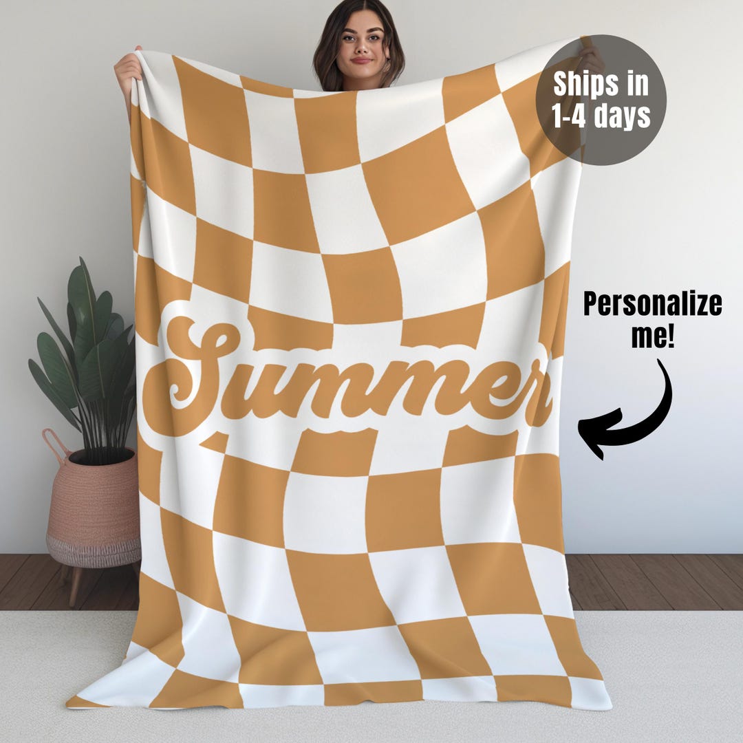 Personalized Checker Pattern Blanket With Name Custom Vintage Style ...