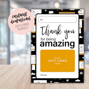 Printable Gift Card Holder, Thank You Teacher Appreciation Instant ...