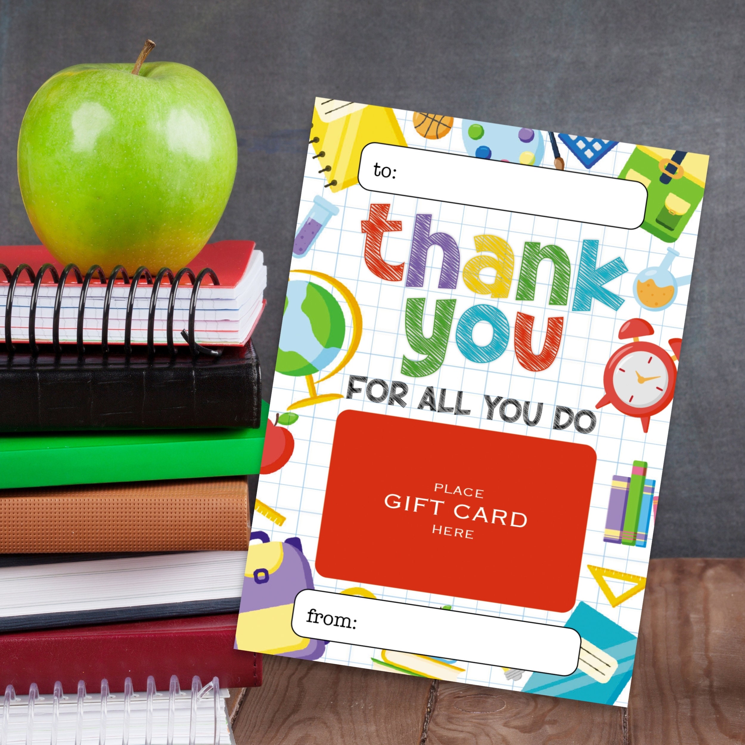 Teacher Appreciation Gift Card Holder, Instant Download, Thanks for All ...