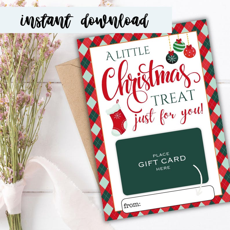 Christmas Gift Card Holder Printable Christmas Treat Editable Template ...