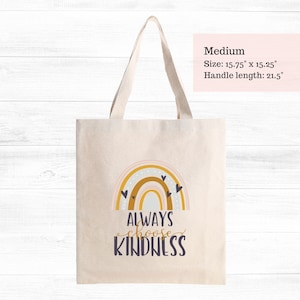 CHOOSE KINDNESS Tote Bag, Encouraging Gifts, Kindness Matters, Rainbow ...
