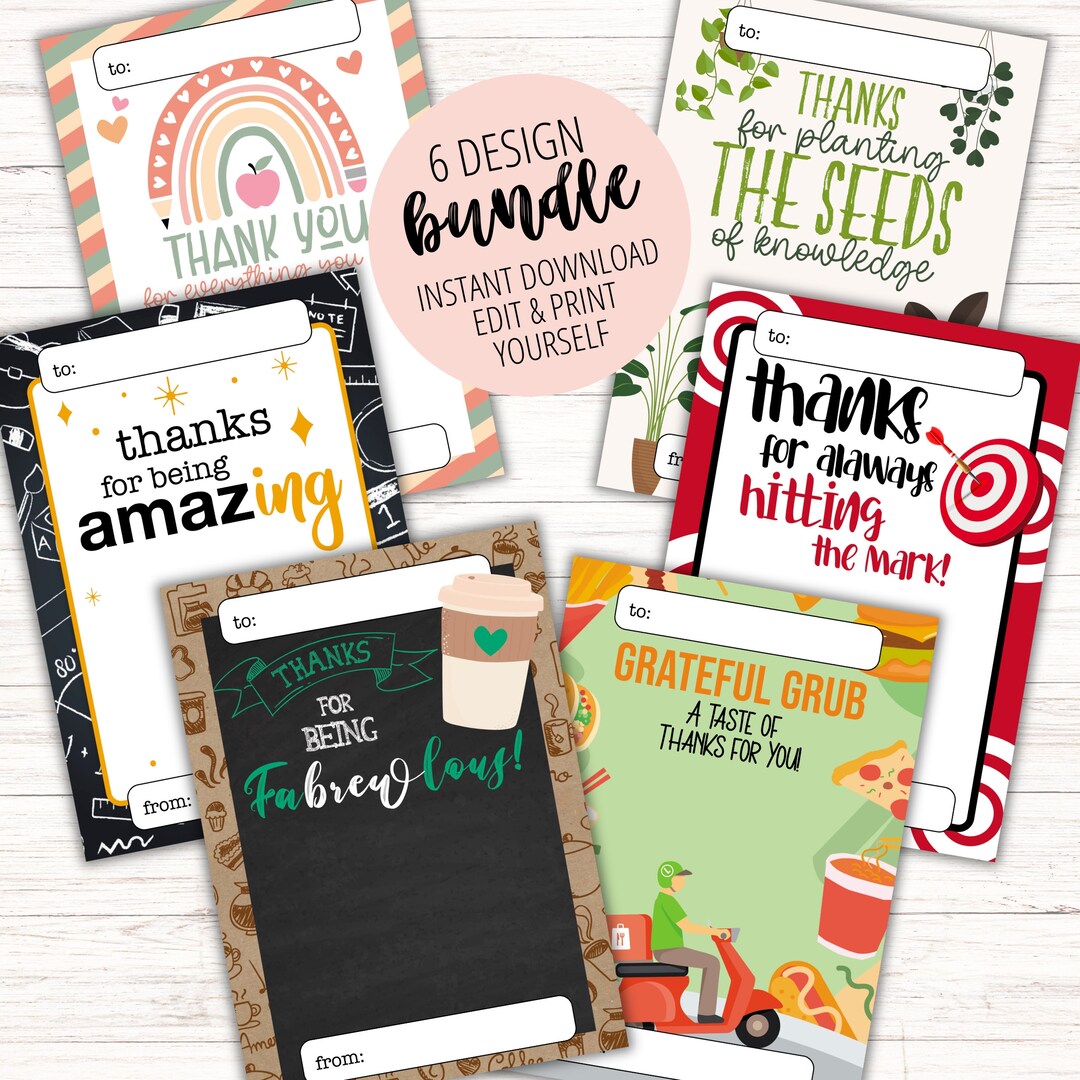 Teacher Appreciation Printable Gift Card Holder, Teacher Thank You Card ...