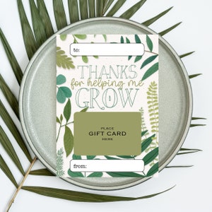 Teacher Appreciation Gift Card Holder, Thanks for Helping Me Grow ...