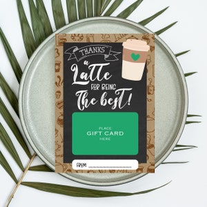 Printable Coffee Gift Card Holder, Thanks a Latte Instant Download ...