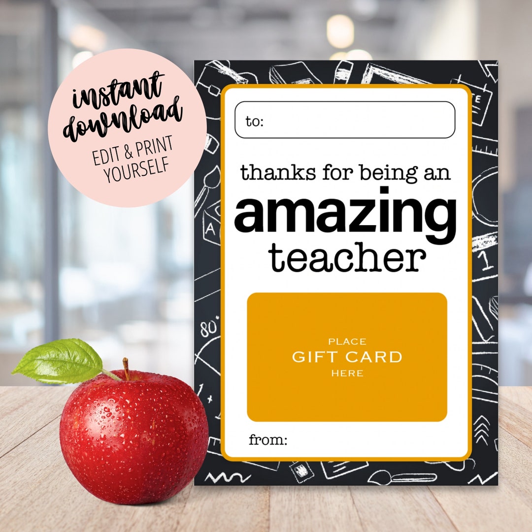 Teacher Appreciation Gift Card Holder, Amazing Teacher Printable ...