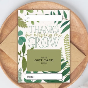 Teacher Appreciation Gift Card Holder, Thanks for Helping Me Grow ...