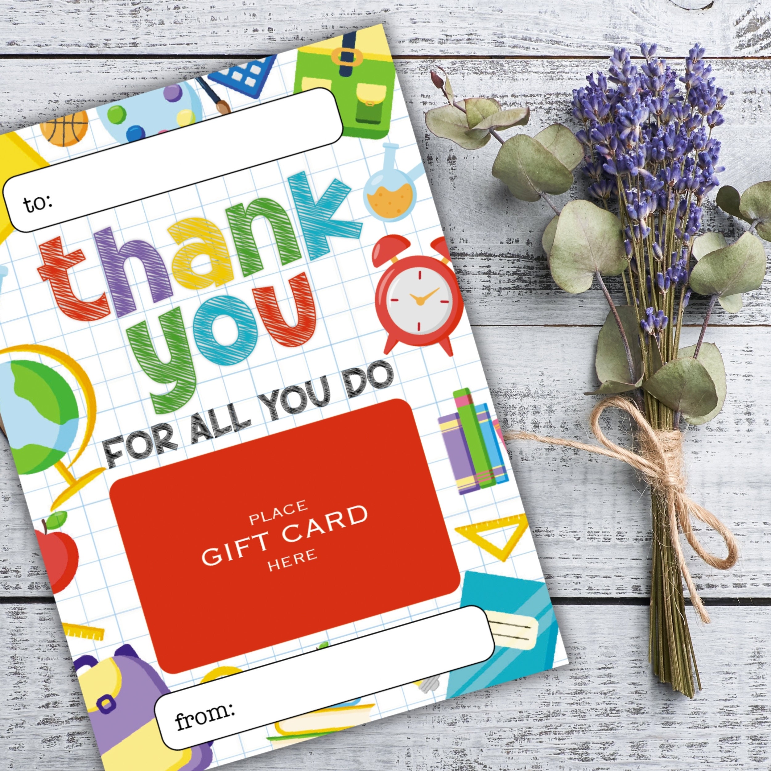 Teacher Appreciation Gift Card Holder, Instant Download, Thanks for All ...