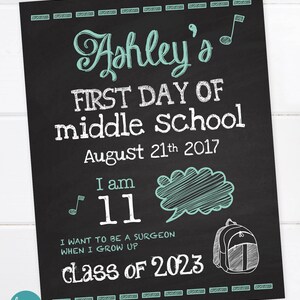 First Day of School Sign First Day of High School Middle School Teen ...