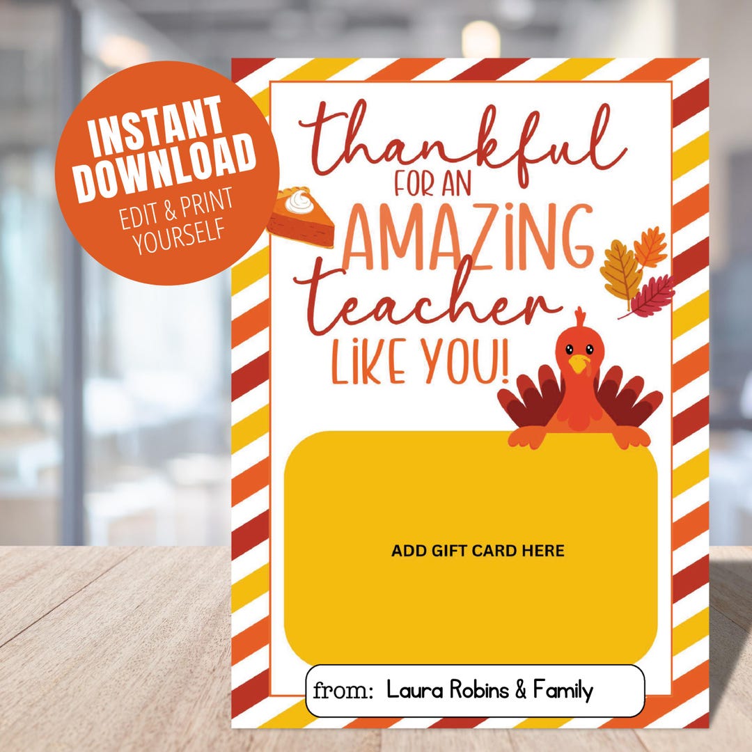 Thanksgiving Teacher Gift Card Holder, Thanksgiving Gift Card Holder ...