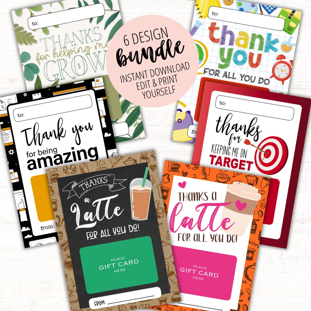Teacher Appreciation Printable Gift Card Holder, Teacher Thank You Card ...