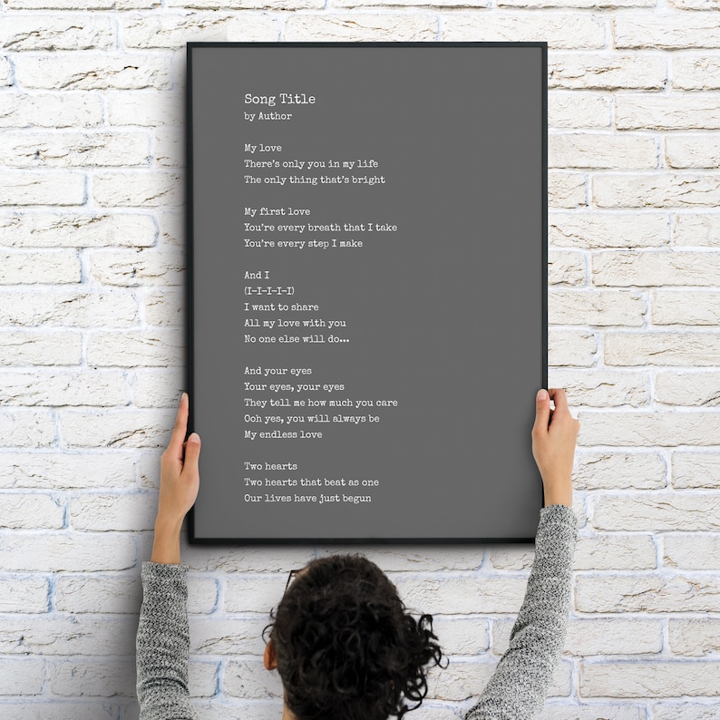CUSTOM SONG LYRICS Print Any Quote Print Typewriter Quote - Etsy