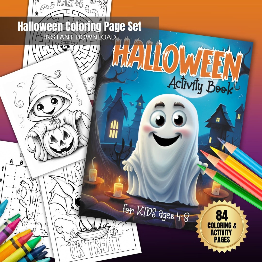 Cute Halloween Activity Bundle Halloween Coloring Pages - Etsy