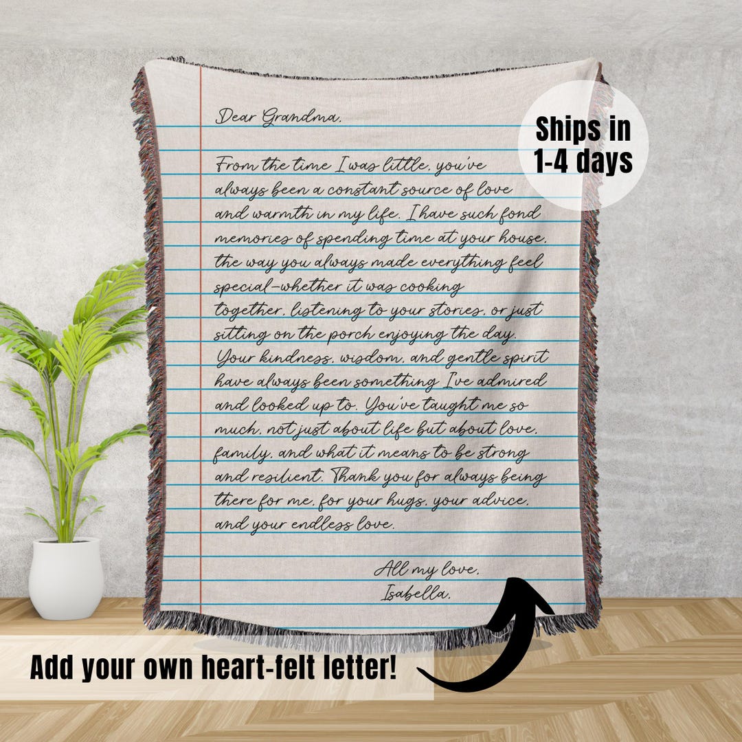 Letter Blanket Personalized Gift Custom Love Handwriting Woven Throw ...