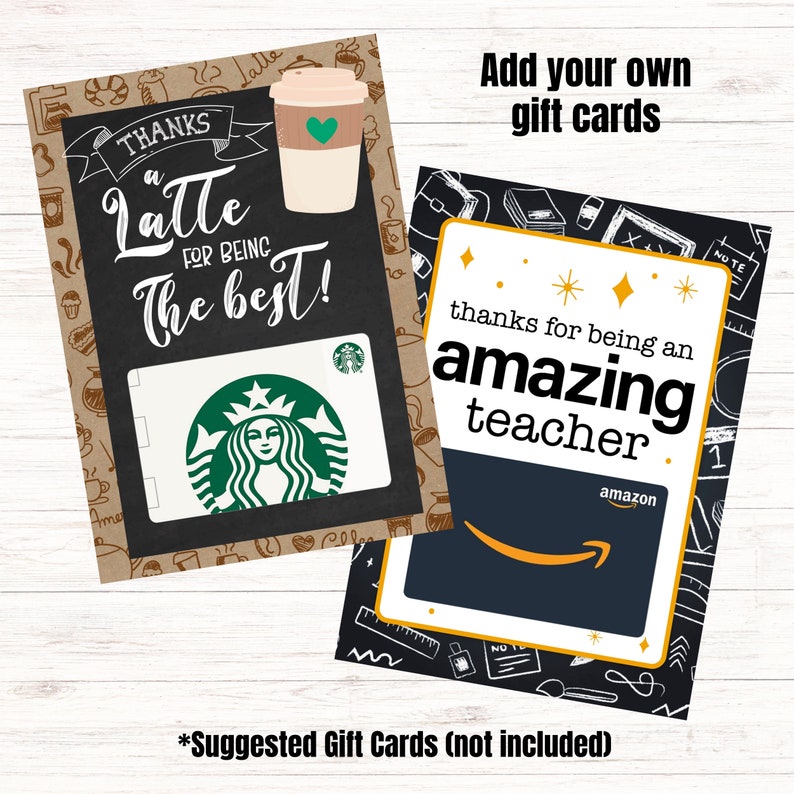 Teacher Appreciation Printable Gift Card Holder, Teacher Thank You Card ...
