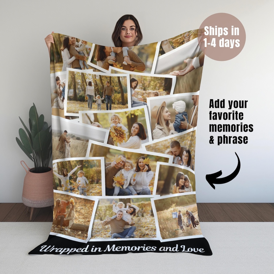 Personalized Photo Blanket With Text Custom Photo Collage Blanket ...