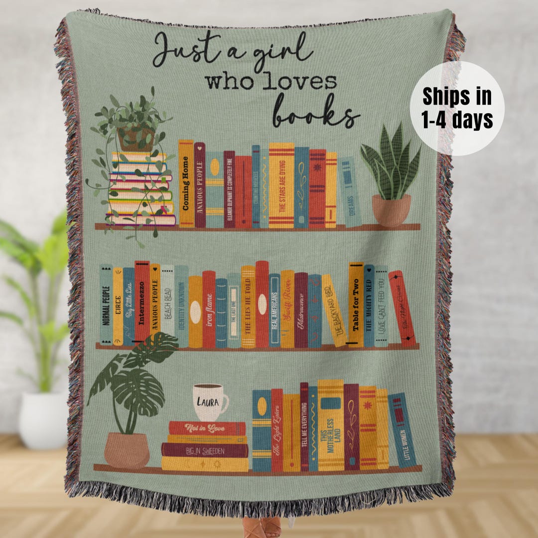 Book Lover Throw Blanket | Favorite Books Blanket, Bookish Woven ...