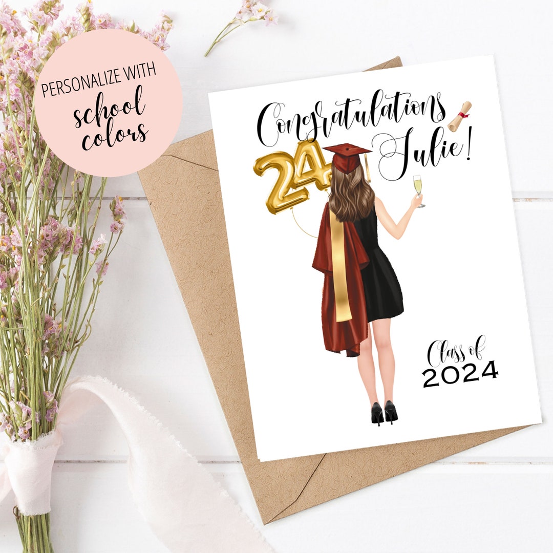 PERSONALIZED GRADUATION Card for Class of 2024 Congratulations Graduate ...