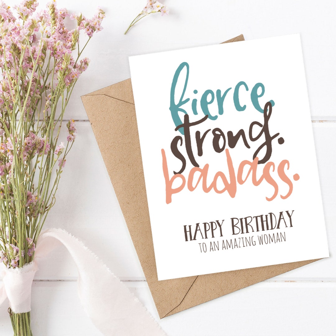 Funny Birthday Card for Her, Fierce and Badass Woman, Girlfriend ...