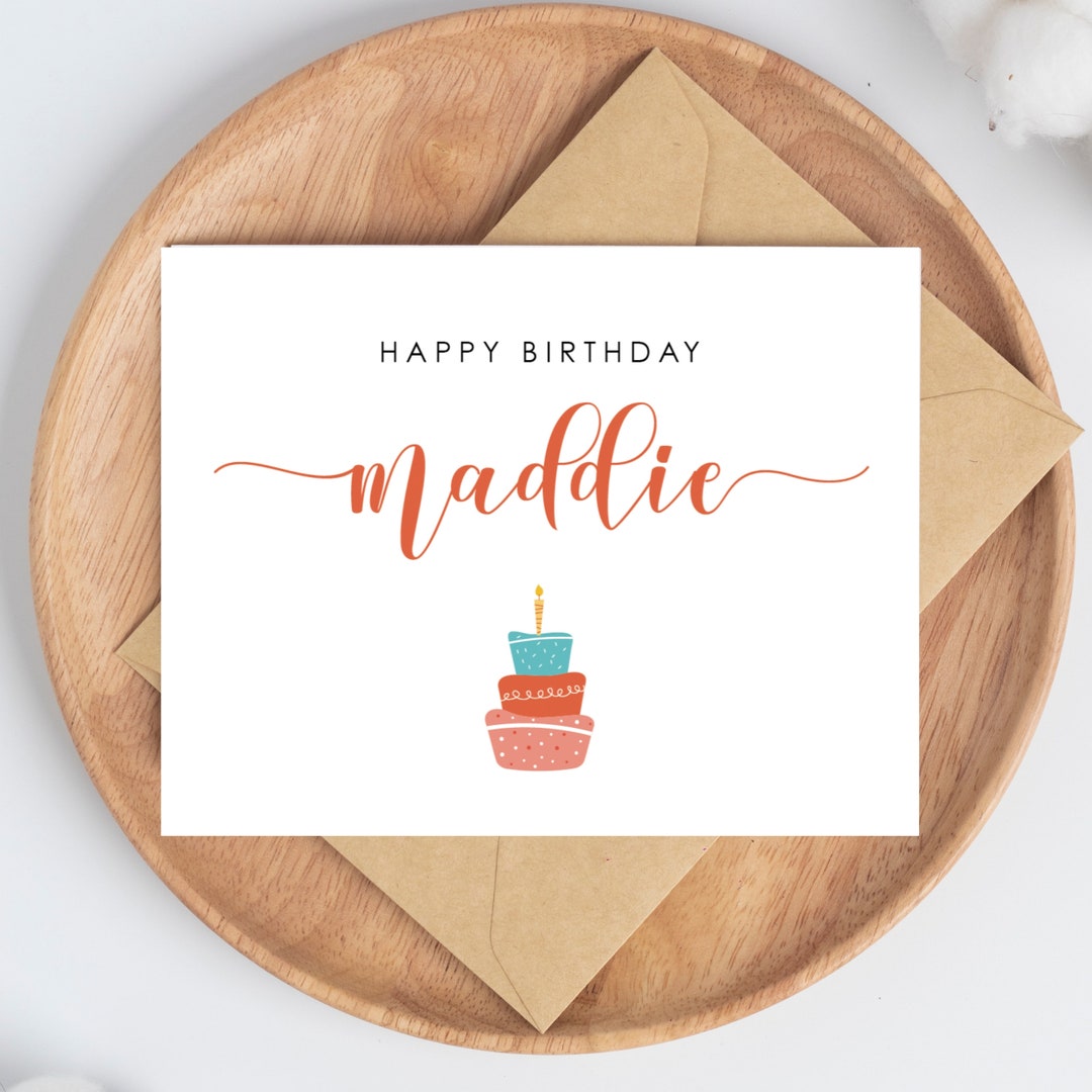 Personalized Birthday Card, Custom Name Greeting, Minimalist Design ...