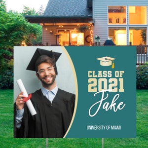 GRADUATION YARD SIGN 2021, Graduation Photo Yard Sign, Personalized ...